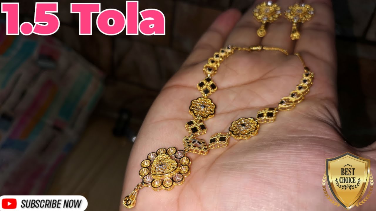 gold necklace 1.5 tola with price | 1 gram gold collection | sone ka set | gale ka set ka design ...