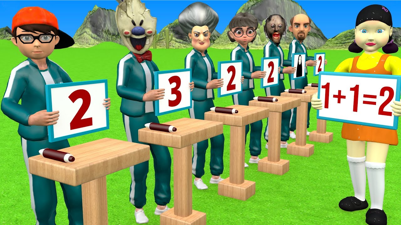 Squid Game vs Scary Teacher 3D Become Math Genius 5 Times Challenge ...