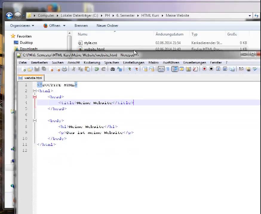 HTML Dokument mit StyleSheet verknüpfen - YouTube