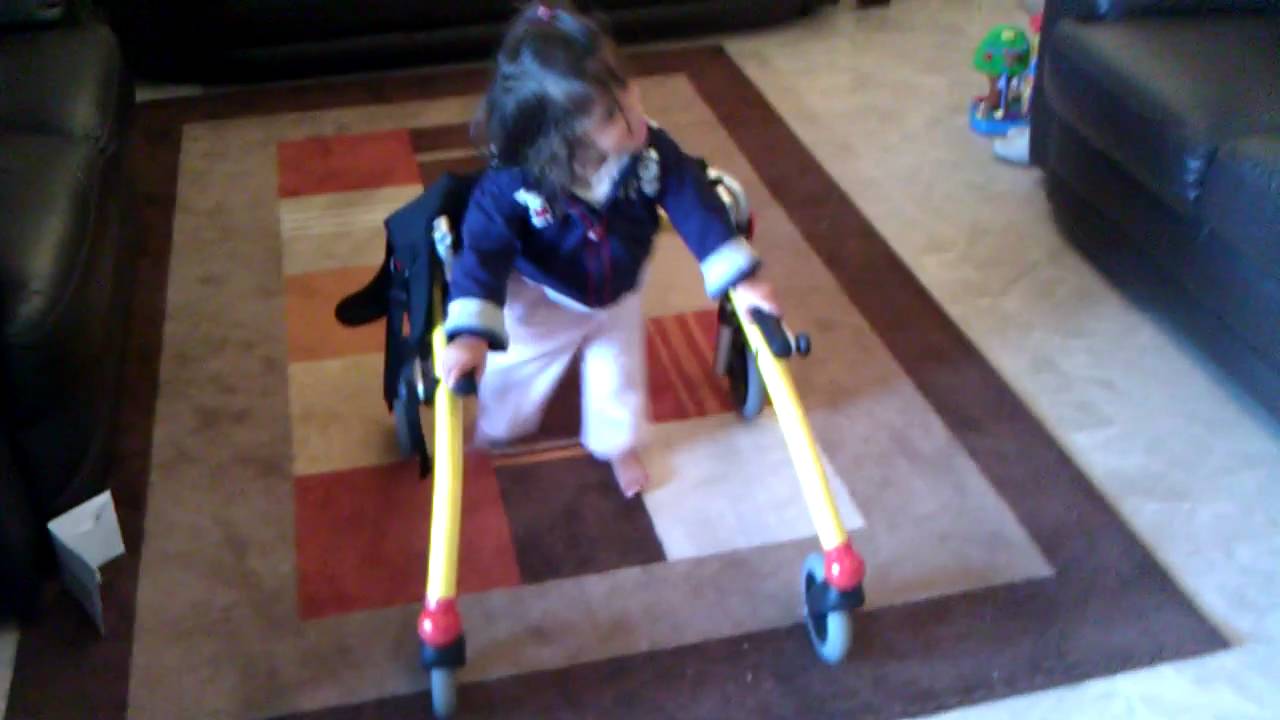 Talia becomes an expert in her walker - YouTube