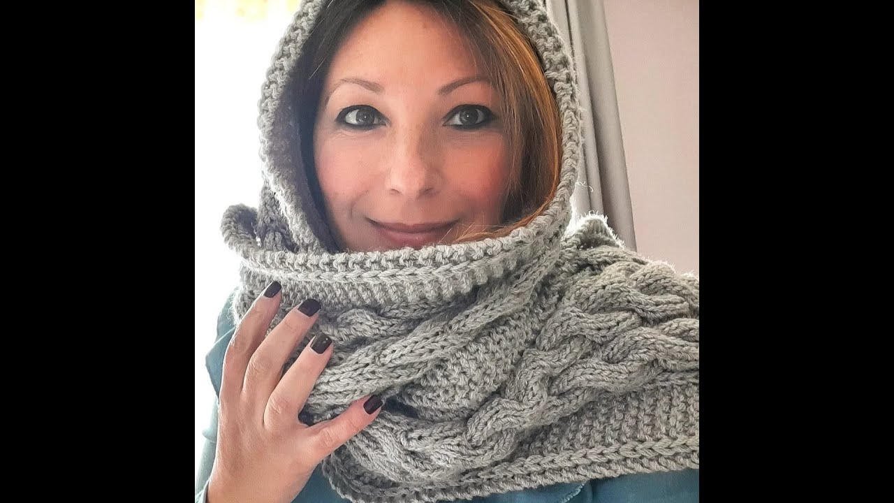 Sciarpa con cappuccio ai ferri / Knitted hooded scarf / Bufanda de punto con capucha - YouTube