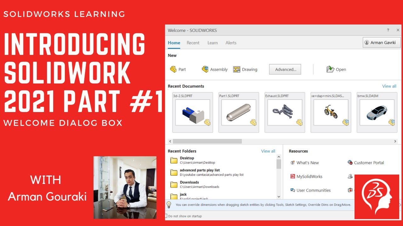 Introducing SolidWorks 2021 part #1 (welcome dialog box) - YouTube