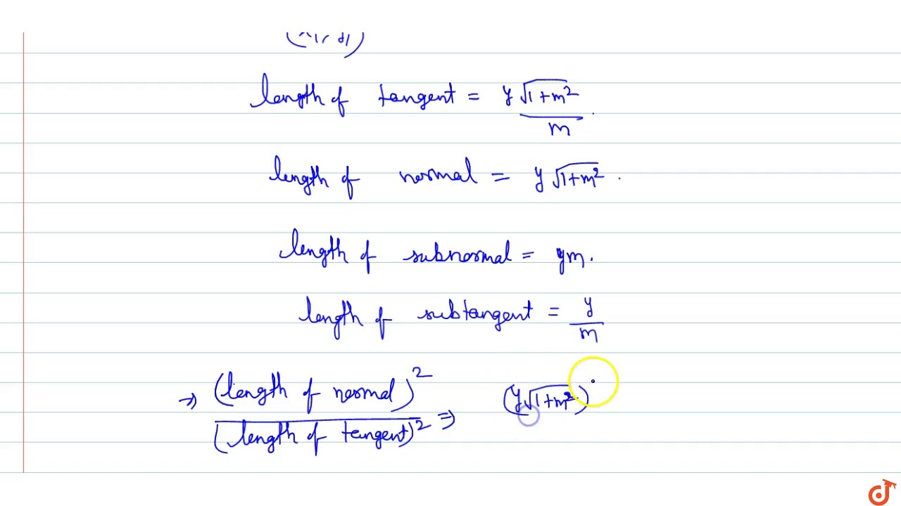 For a curve (length of normal)^2/(length of tangent)^2 is equal to ...