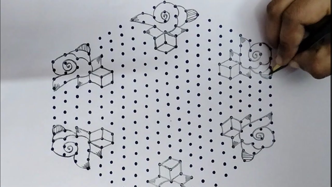 Beautiful Sangu🐚 Kolam| 21 Dots Rangoli| Big Rangoli| Chukkala Muggulu ...