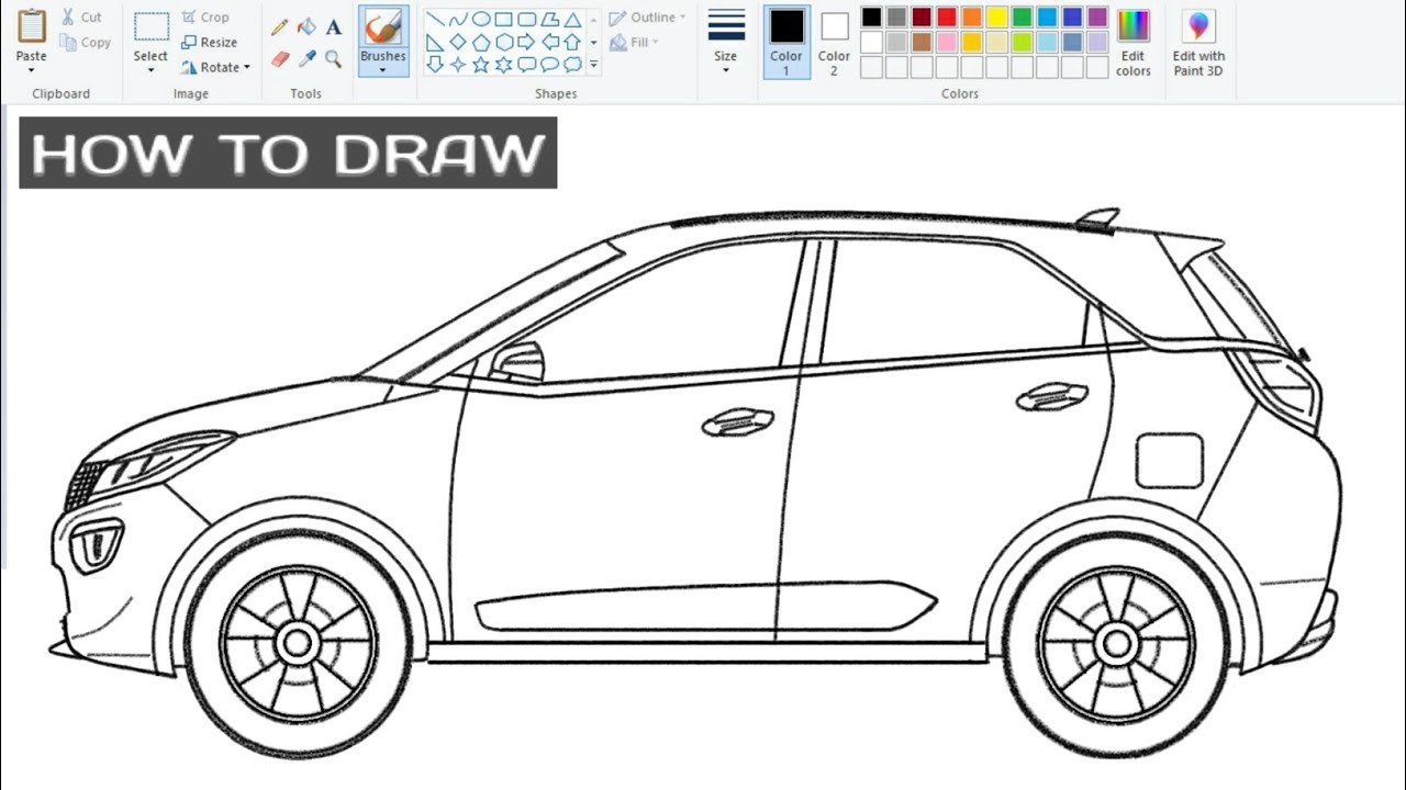 Drawing Tata Nexon Car in computer using simple Ms Paint| Car Drawing ...