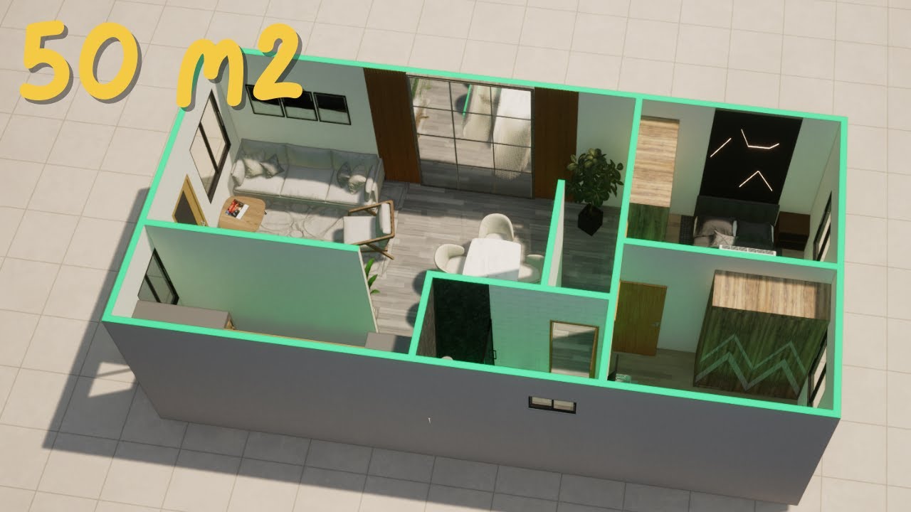 Descubre el diseño perfecto para un apartamento de 50m2 - YouTube