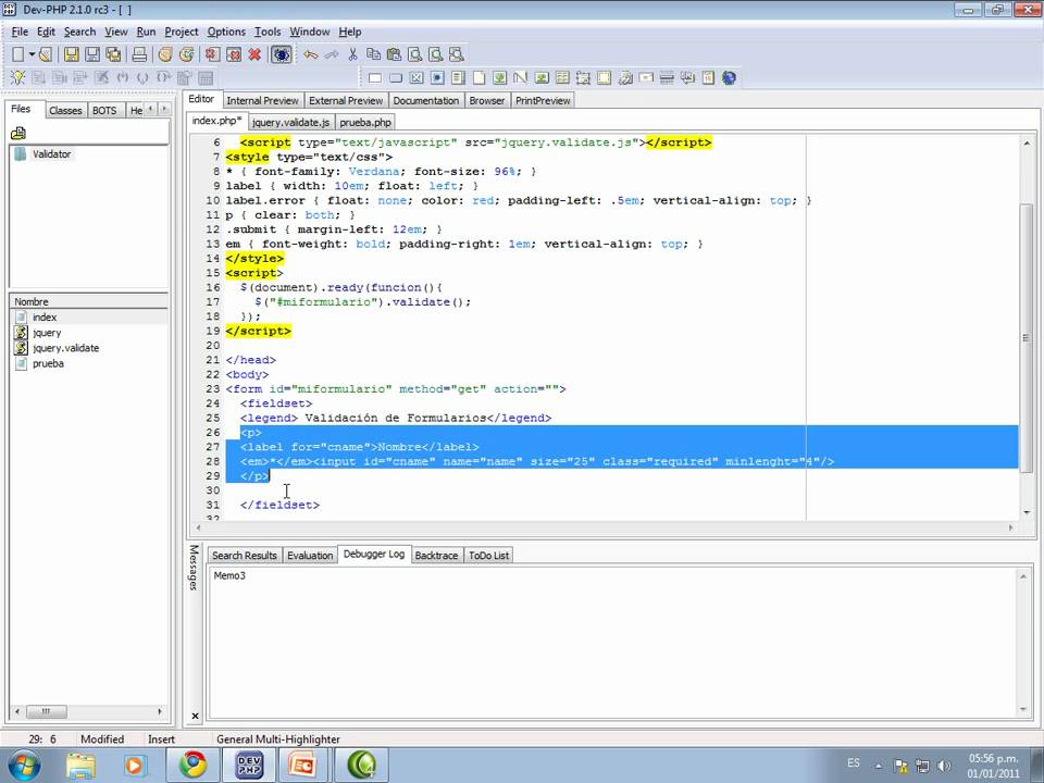 Validacion de Formularios con Jquery.wmv - YouTube