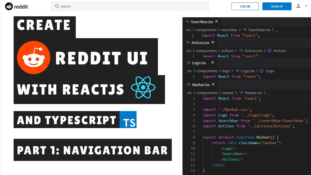 Create The Reddit Ui With Reactjs Part 1 Navigation Bar Youtube 1501