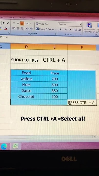 Ctrl A shortcut key #excel #excel #tricks - YouTube