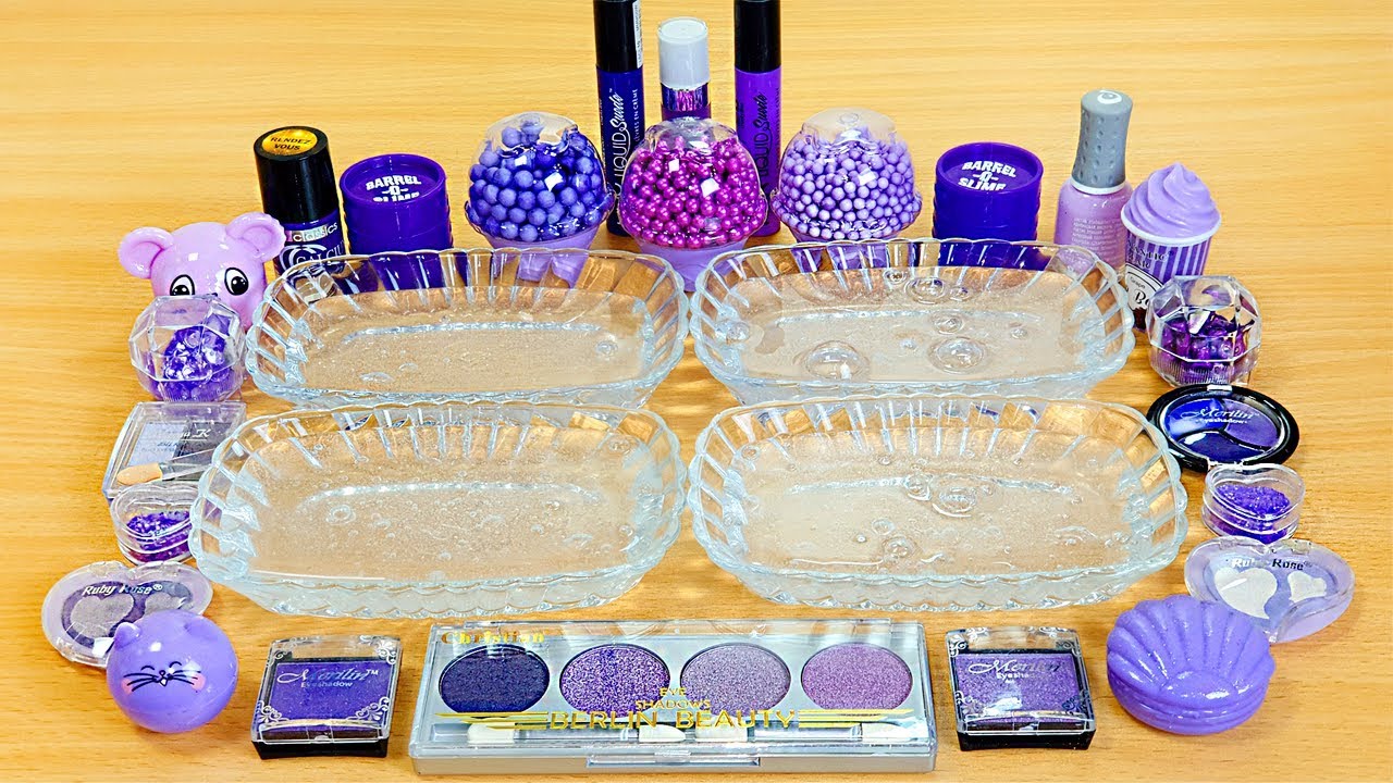 Purple Slime Series5 Season Color2 Mixing makeup Glitter and beads into ...