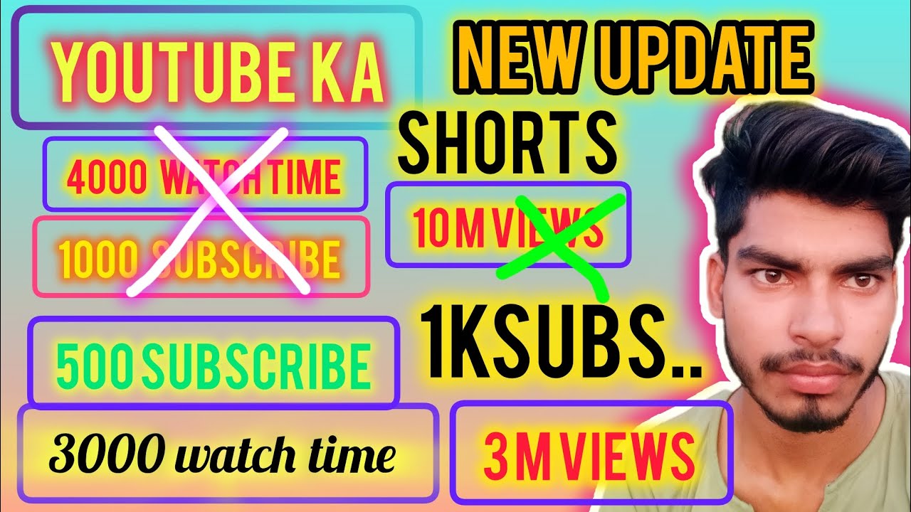 YouTube ka new update| 1k subs 4000 hours and 10 M views shorts 3 M ...