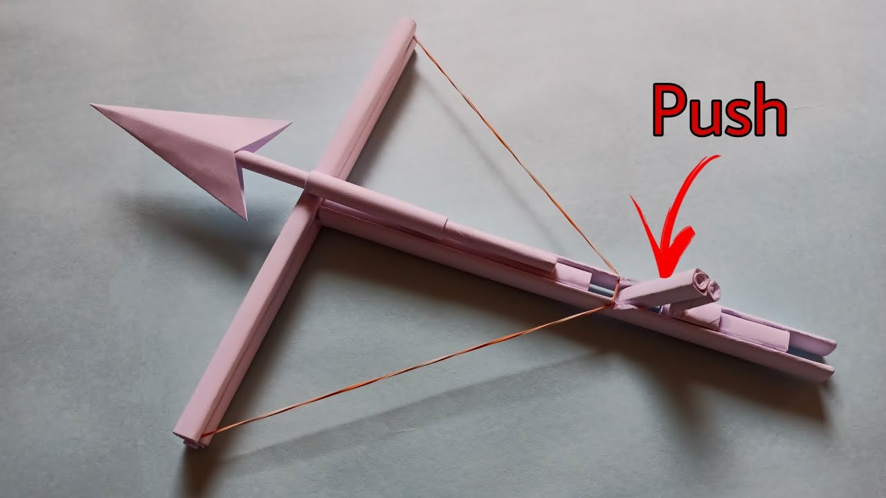 DIY - HOW TO MAKE A BOW AND ARROW FROM A4 PAPER - ( CROSSBOW ) - YouTube