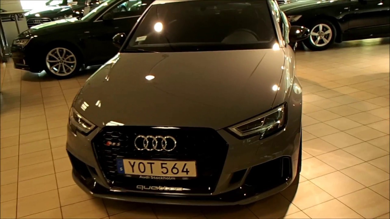 2018 Nardo gray Audi RS3 with Ceramic brakes and black optics - YouTube