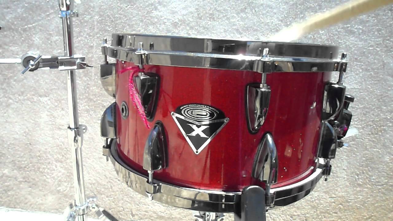 Ocdp x series snare drum 13 x 7 red sparkle - YouTube