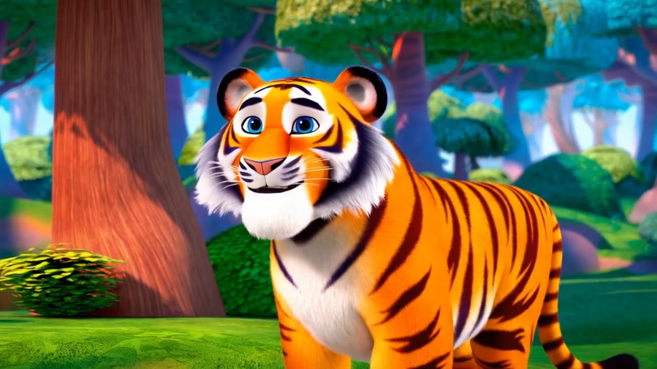 Funny Tiger Cartoon Video Hindi Nursery Rhymes Jungle Animal Song for ...