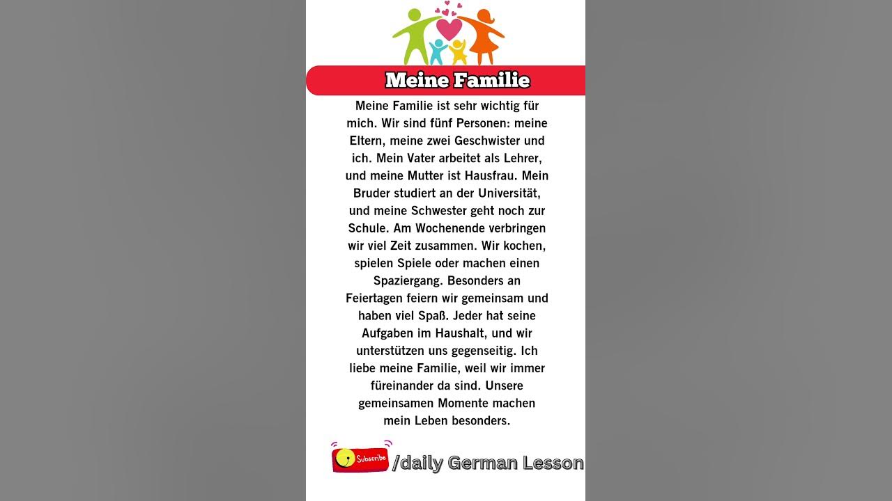 Meine Familie | Deutsch lernen Deutsch sprechen A1-B1 #deutsch - YouTube