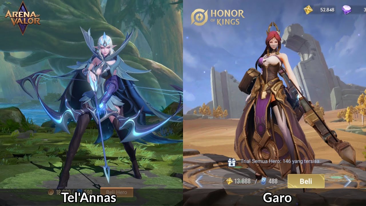 Hero Comparison Tel'Annas and Garo - Arena of valor vs Honor of king - YouTube