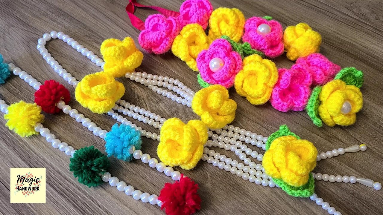 🙏बाल गोपाल के लिए बनाए गुलाब फूल और मोती का माला, पूजा हार, Woolen ...