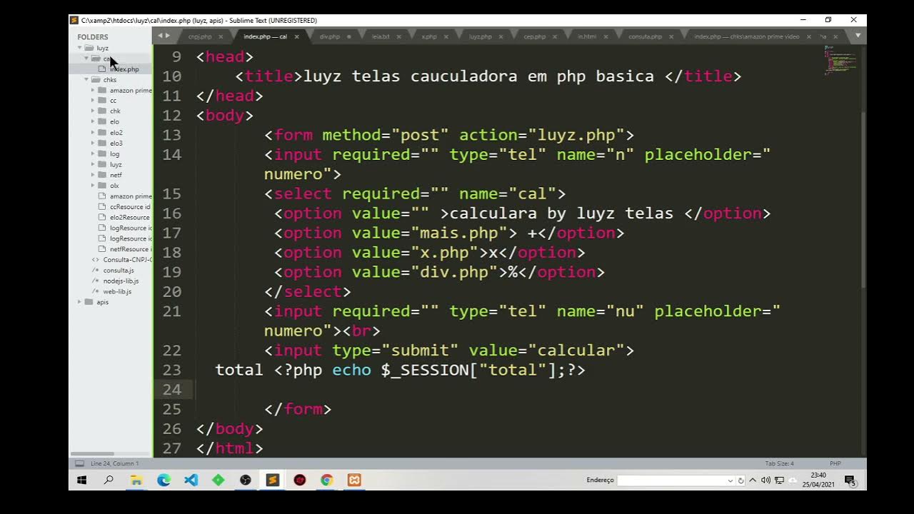 como coda calculadora em php parte 2 - YouTube