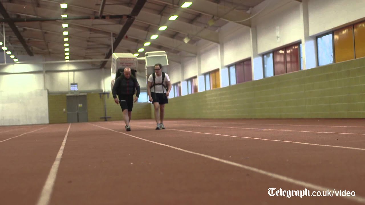 Extreme marathon running with a fridge on your back - YouTube