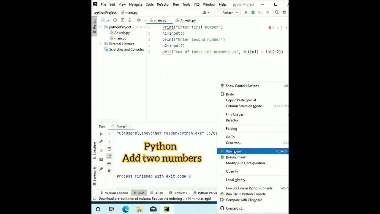 Python Program To Add Two Numbers Sum Of Two Numbers Python Example Program Pythonprogram