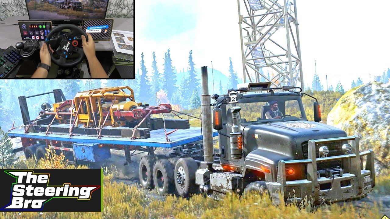 Transporting Heavy Oil Rig Drill - Snow Runner | G29 Steering Wheel ...