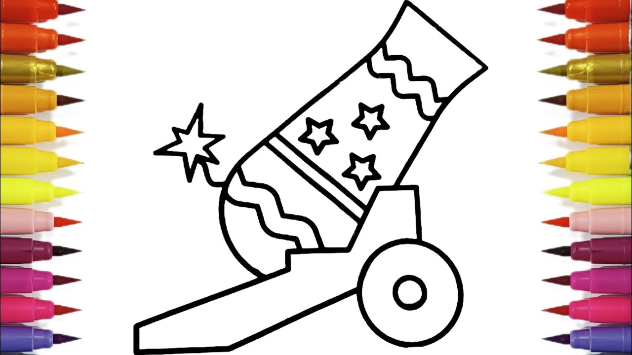 How to Draw and color a Cannon for kids | Preschool activities for kids ...