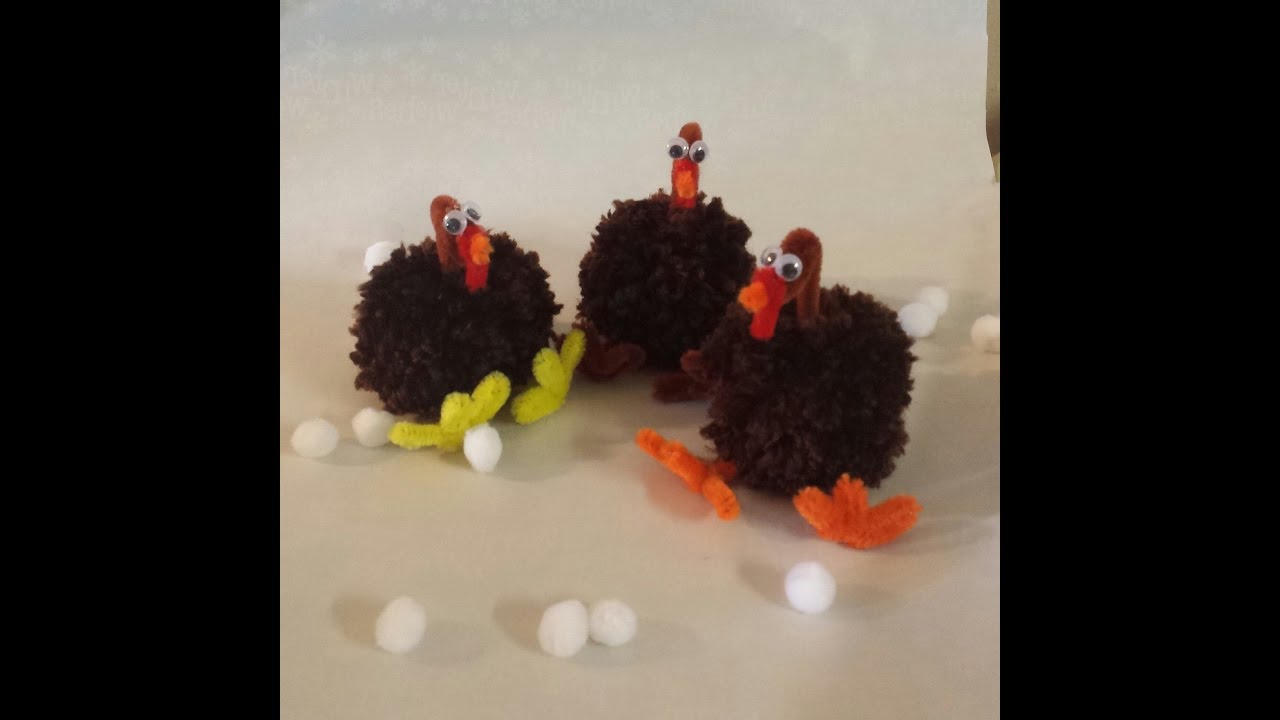 Pom Pom Turkey Craft - YouTube