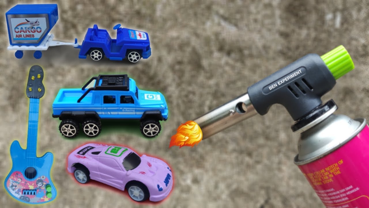 EXPERIMENT : GAS TORCH VS GUITAR, OFFROAD CAR,NASCAR, CAR AIRPORT PART ...