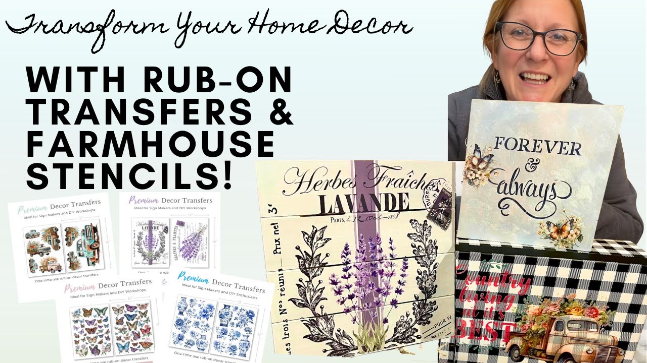 Transform Your Home Decor with Rub-On Transfers & Farmhouse Stencils ...
