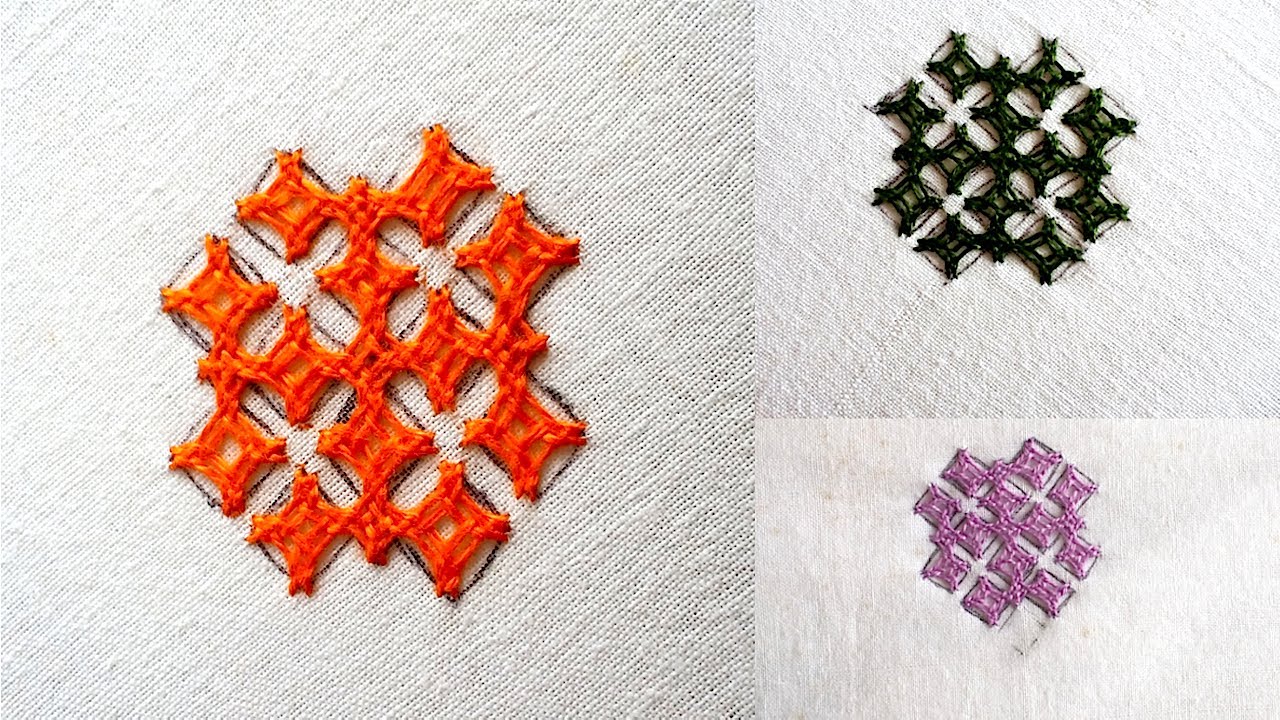 A square shaped basic Gujrati stitch/sindhi tanka/kutch work - YouTube