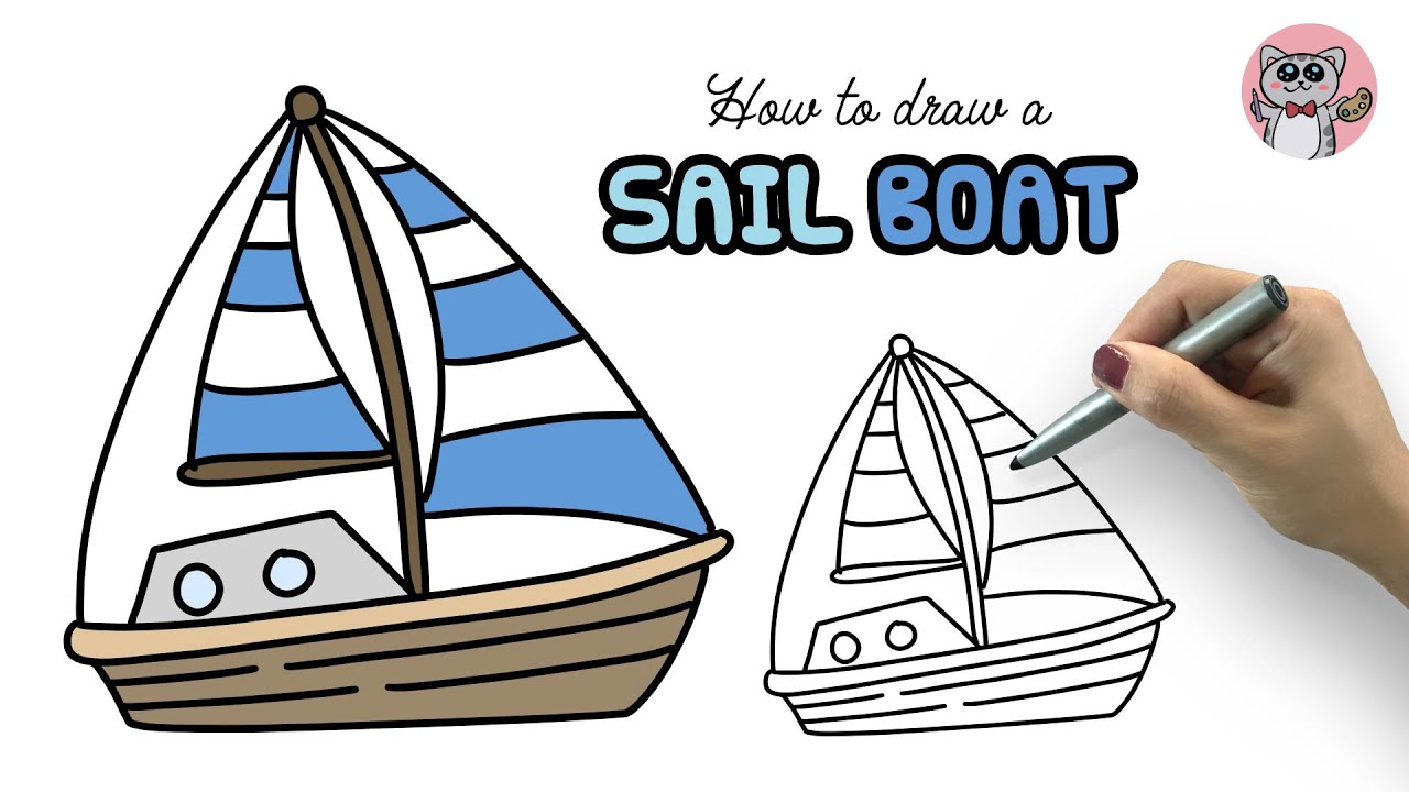How to draw a sailing boat - Easy drawing step by step - YouTube