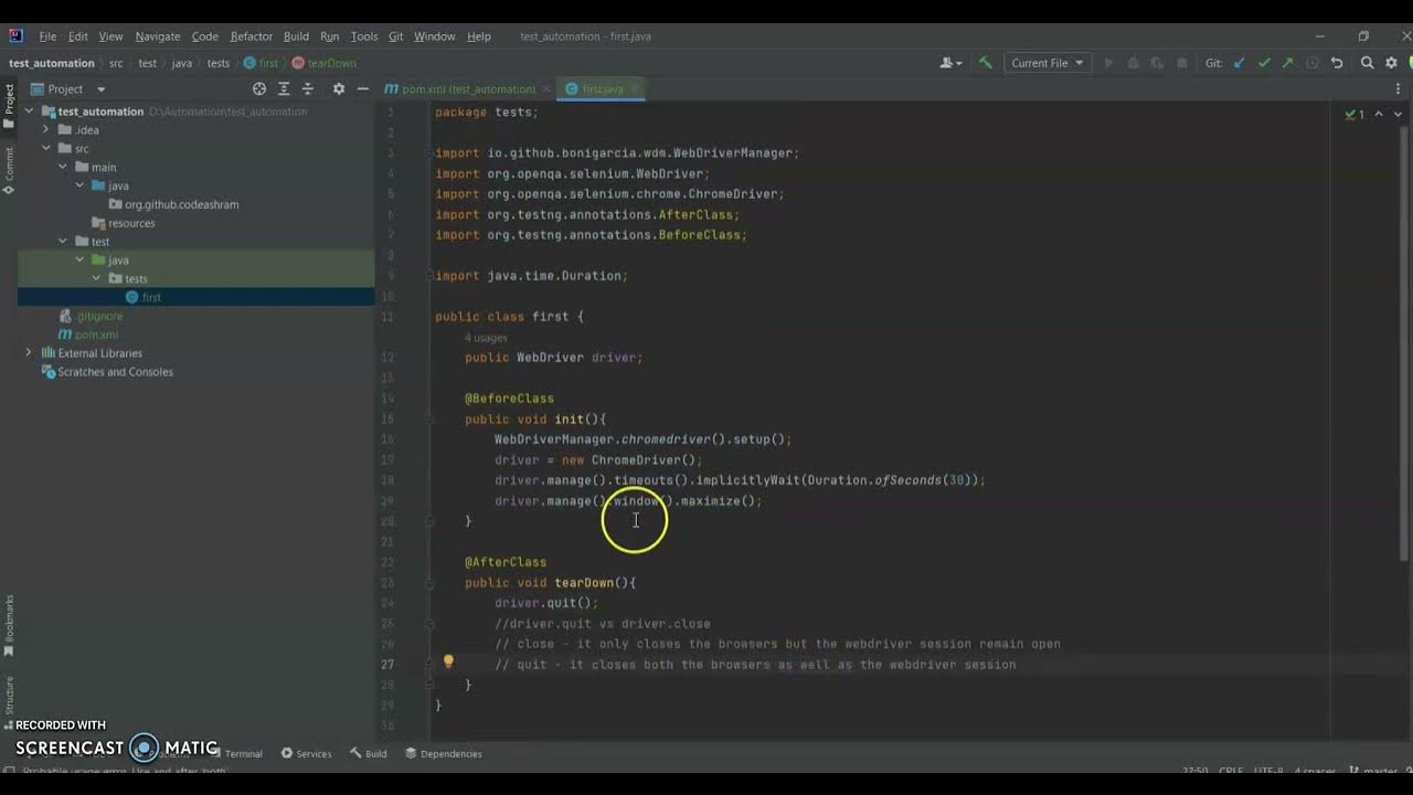 How to setup Webdriver and Tear Down in Selenium ? - YouTube