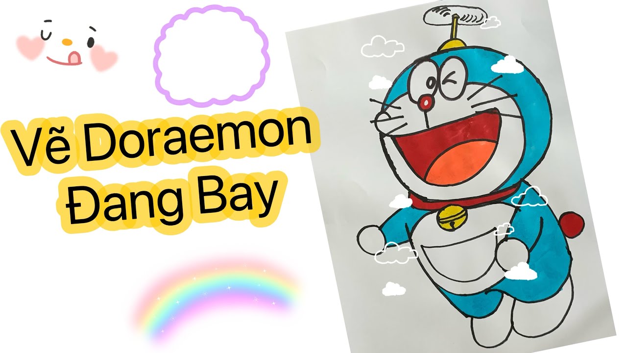 Cách Vẽ Doraemon Đang Bay Chong Chóng Tre - How to draw Doraemon flying ...