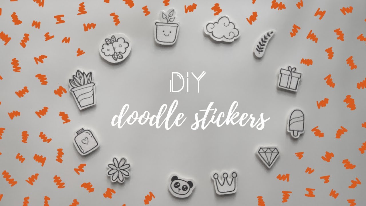 🐼DIY No Print Doodle Stickers 🌿| Cute Doodle Stickers For Journal ...