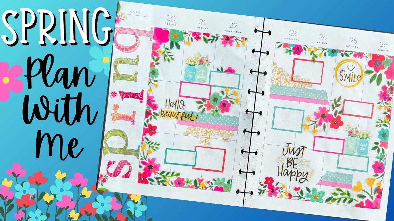 SPRING weekly Plan With Me for Mar. 20 - 26 in my Happy Planner - YouTube