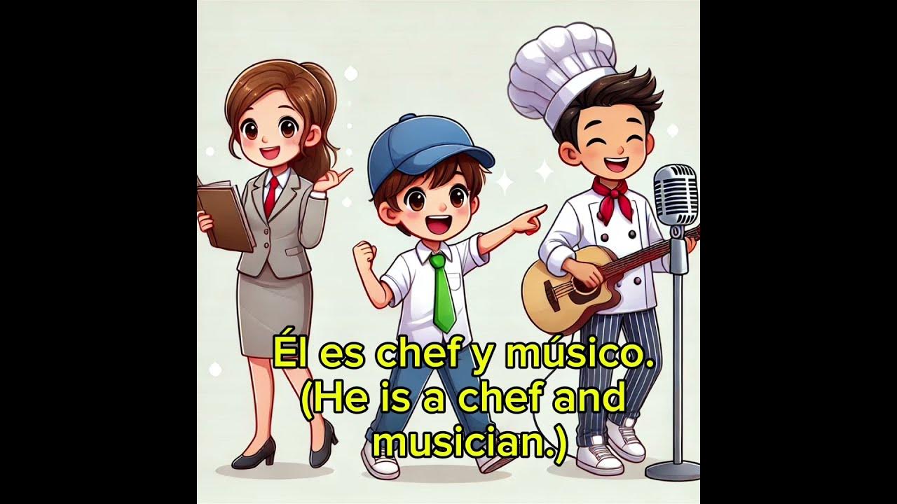 คำกริยา ser ("เป็น") Yo soy (I am), él es (He is), ella es (She is) # ...