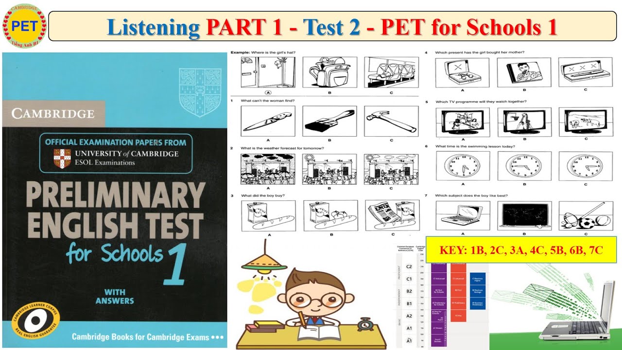 PET 1 Listening Part 1 Test 2 (Transcript + Key ) - YouTube