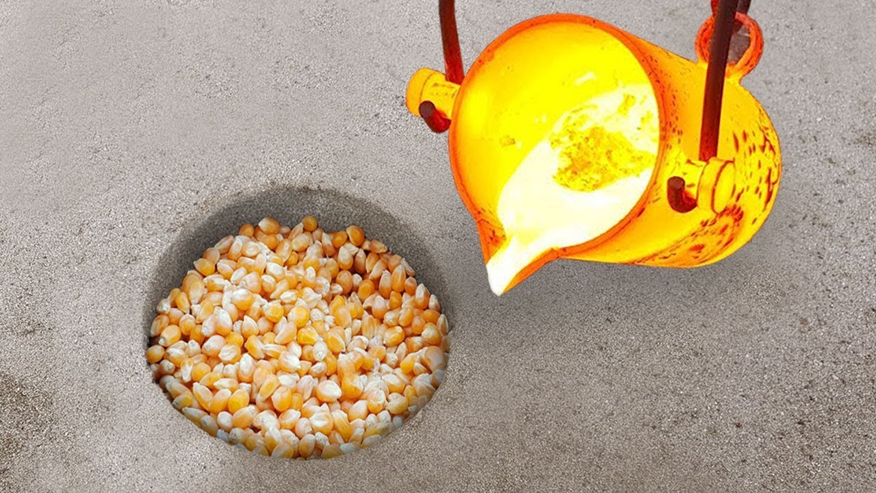 Experiment: Popcorn and Lava Underground - YouTube