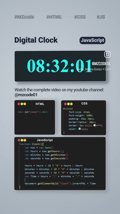 Digital clock #html #css #javascript #coder #programming #python - YouTube