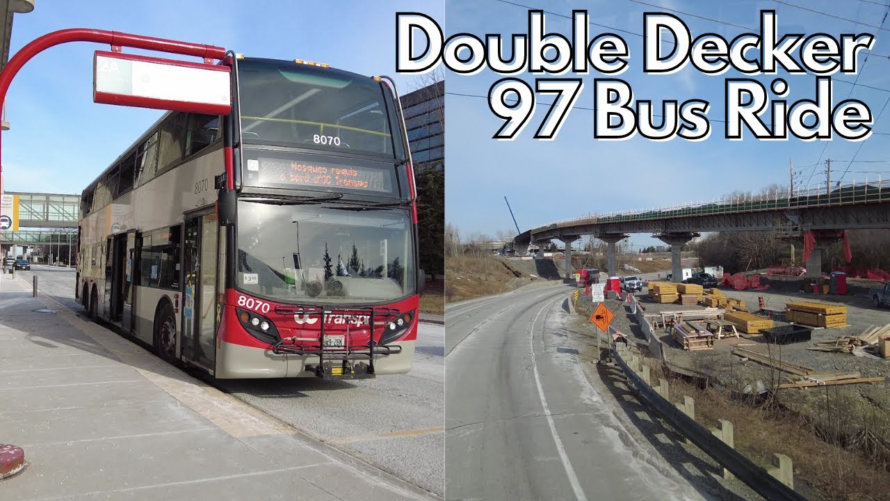 OC Transpo Double-Decker 97 Bus ride from YOW Ottawa Airport to Hurdman ...