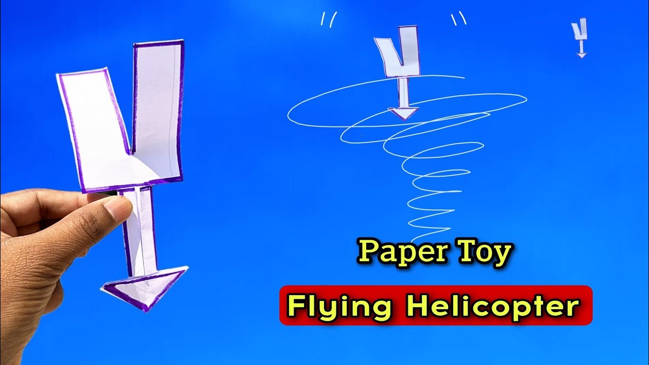 helicopter flying paper toy, how to make new paper helicopter, paper ...