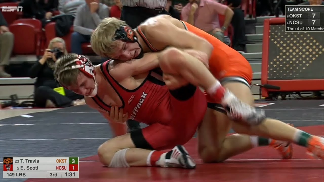 157lbs Teague Travis (Oklahoma State) vs Ed Scott (NC State) - YouTube