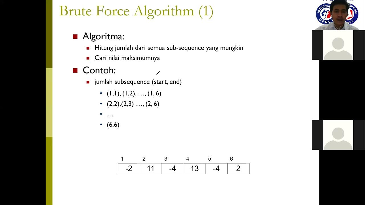Analisa Algoritma | Maximum Contiguous Sub-sequence Sum - YouTube