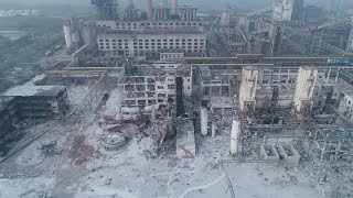 Aerial footage shows central China gas factory blast aftermath