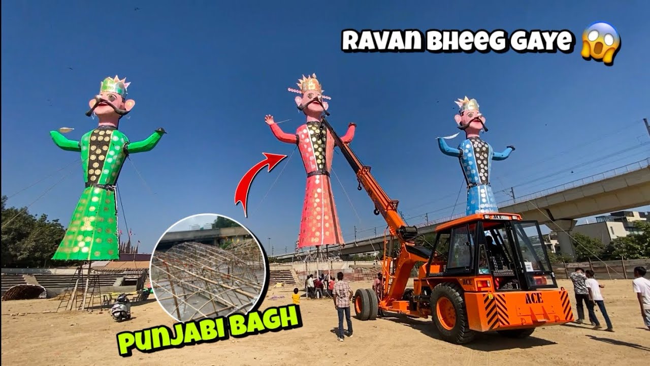 Ravan bheeg gaye baarish me😱 | Ravan making 2025 | Punjabi Bagh ...