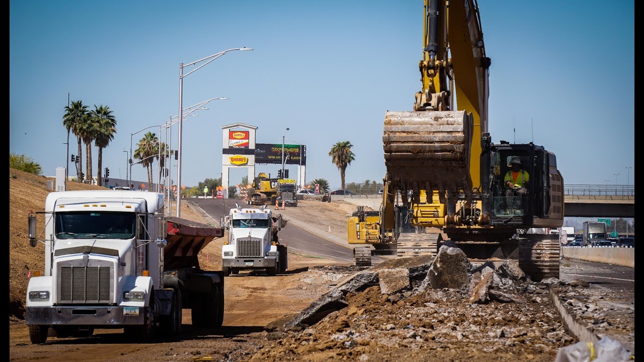 South Mountain Freeway Progress Drone Flyover | I-10 Papago Segment ...