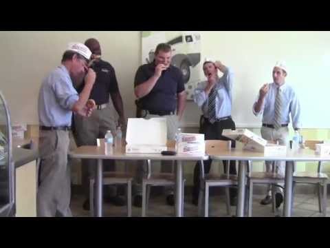 Andrew Dys joins cops to prep for doughnut contest - YouTube