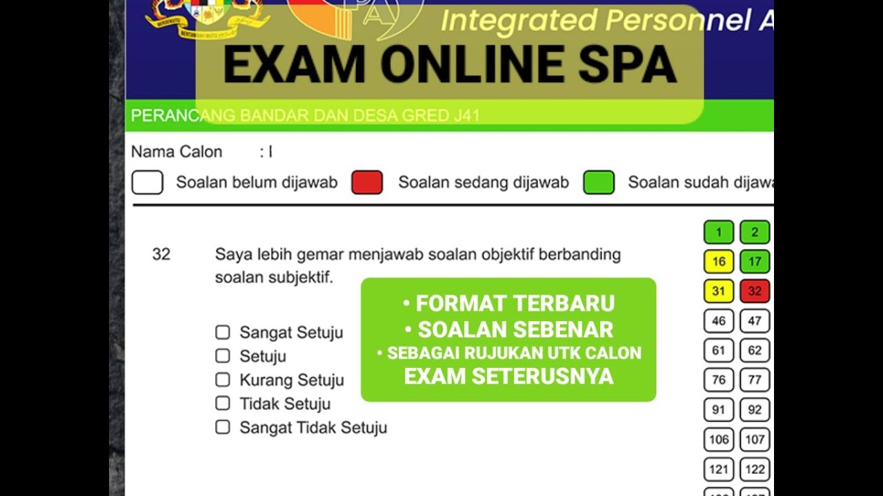 EXAM ONLINE SPA FORMAT 2022 (SURUHANJAYA PERKHIDMATAN AWAM ) SIRI 5 # ...