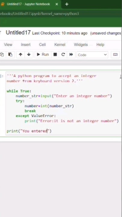 A python program to accept an integer number from keyboard version 2.|| #shorts #coding - YouTube